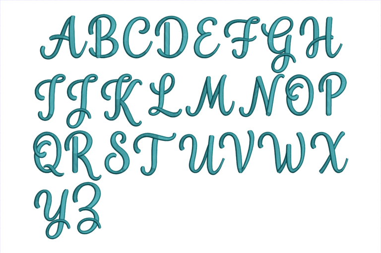 Alyssa Script machine embroidery font design file four sizes includes ...